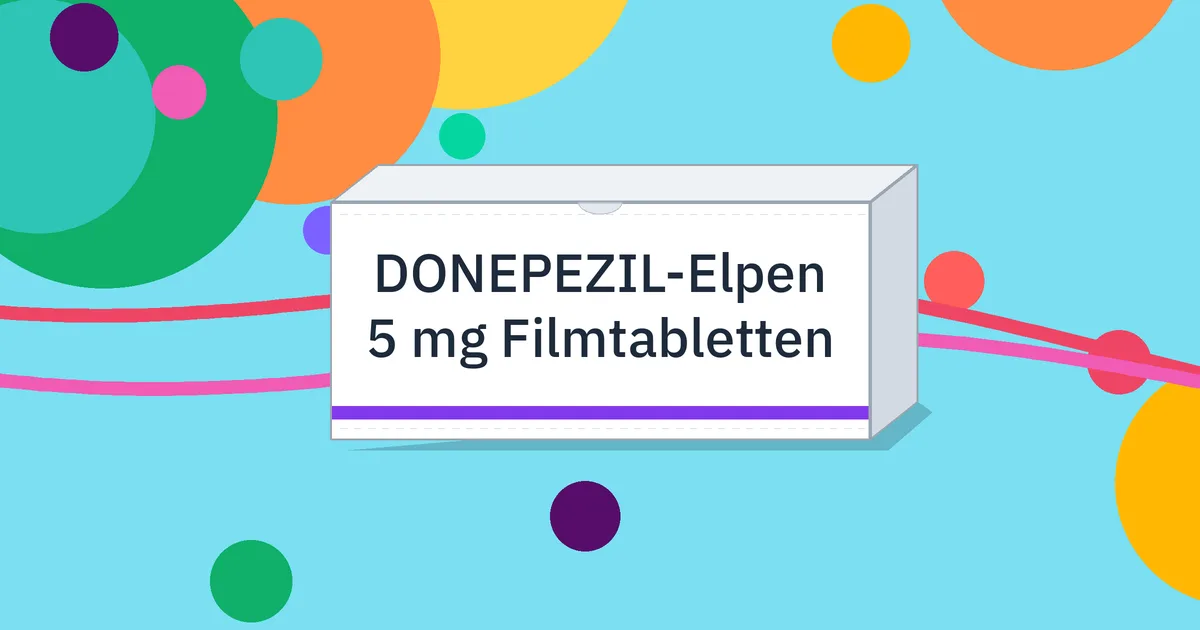 Symbolbild: Packung mit der Aufschrift DONEPEZIL-Elpen 5 mg Filmtabletten (PZN 10044323) – Verfügbarkeit und Bezug in Apotheken in Frankfurt am Main
