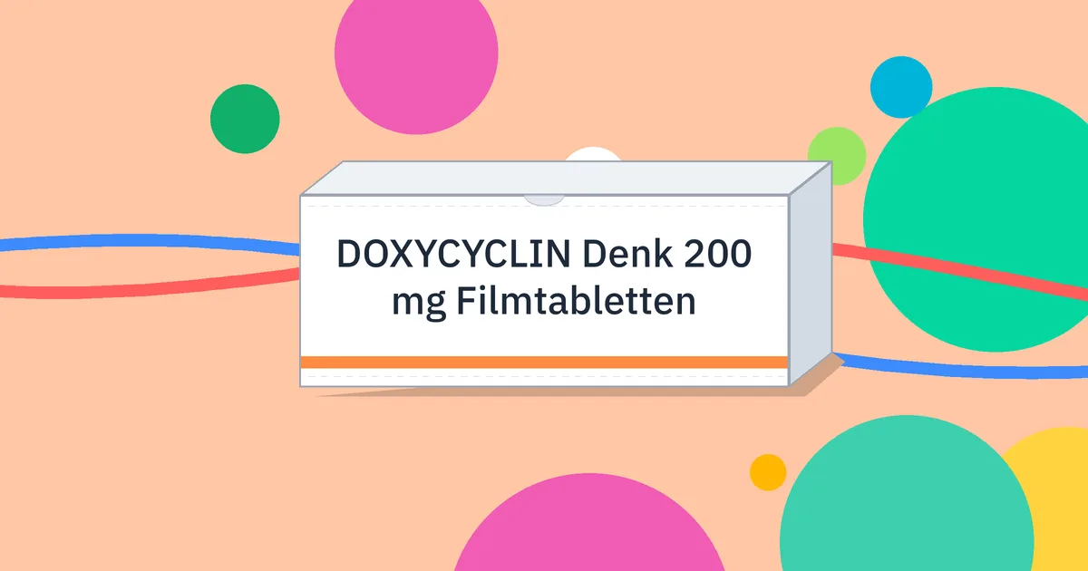 Symbolbild: Packung mit der Aufschrift DOXYCYCLIN Denk 200 mg Filmtabletten (PZN 11240902) – Verfügbarkeit und Bezug in Apotheken in Frankfurt am Main