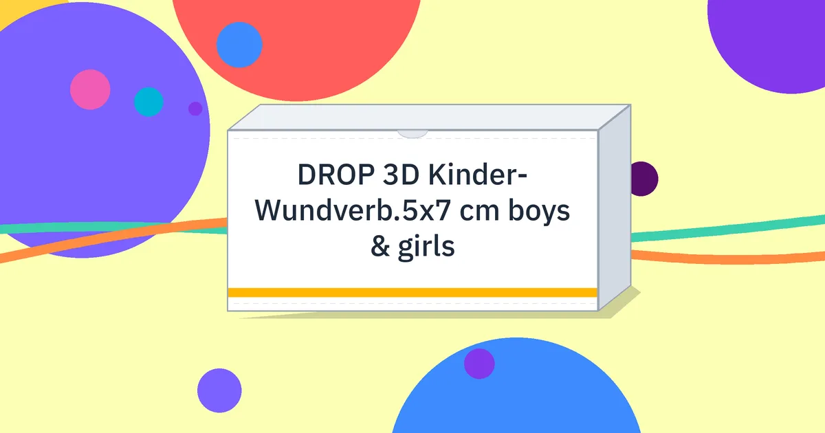 Symbolbild: Packung mit der Aufschrift DROP 3D Kinder-Wundverb.5x7 cm boys & girls (PZN 20111658) – Verfügbarkeit und Bezug in Apotheken in Frankfurt am Main