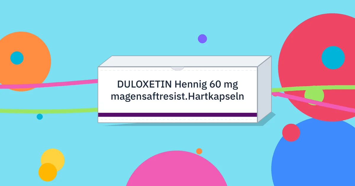 Symbolbild: Packung mit der Aufschrift DULOXETIN Hennig 60 mg magensaftresist.Hartkapseln (PZN 11080410) – Verfügbarkeit und Bezug in Apotheken in Frankfurt am Main