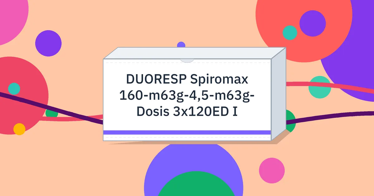 Symbolbild: Packung mit der Aufschrift DUORESP Spiromax 160-m63g-4,5-m63g-Dosis 3x120ED I (PZN 07767644) – Verfügbarkeit und Bezug in Apotheken in Frankfurt am Main