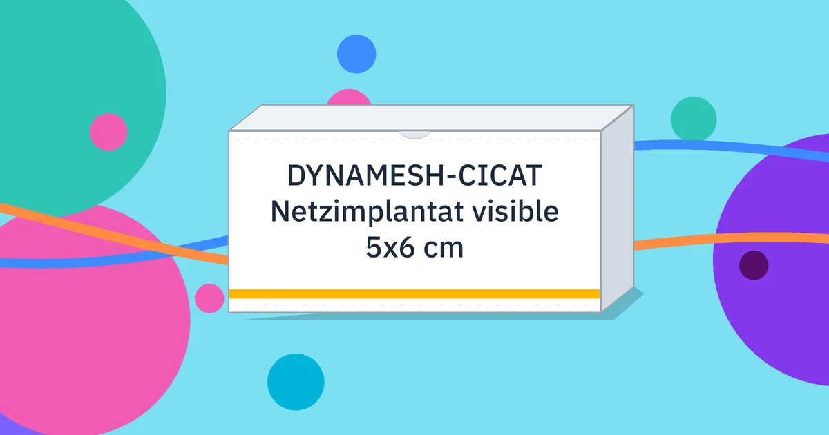 Symbolbild: Packung mit der Aufschrift DYNAMESH-CICAT Netzimplantat visible 5x6 cm (PZN 11279583) – Verfügbarkeit und Bezug in Apotheken in Frankfurt am Main