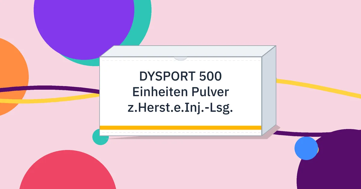 Symbolbild: Packung mit der Aufschrift DYSPORT 500 Einheiten Pulver z.Herst.e.Inj.-Lsg. (PZN 10056579) – Verfügbarkeit und Bezug in Apotheken in Frankfurt am Main