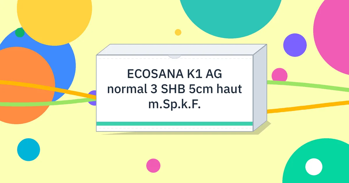 Symbolbild: Packung mit der Aufschrift ECOSANA K1 AG normal 3 SHB 5cm haut m.Sp.k.F. (PZN 04727710) – Verfügbarkeit und Bezug in Apotheken in Frankfurt am Main