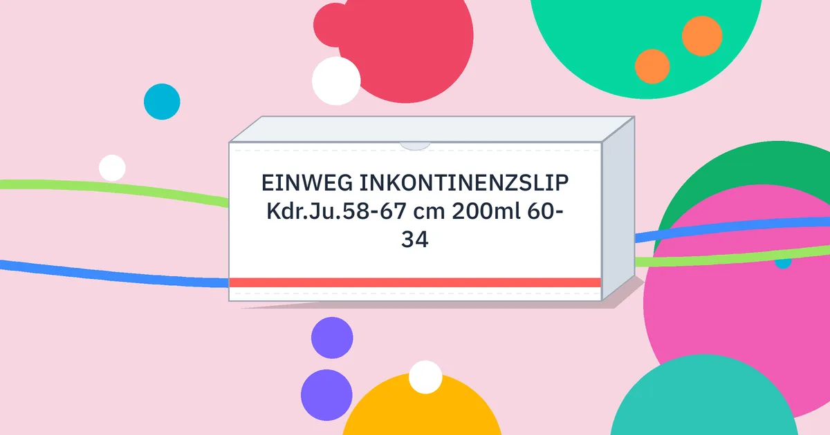 Symbolbild: Packung mit der Aufschrift EINWEG INKONTINENZSLIP Kdr.Ju.58-67 cm 200ml 60-34 (PZN 14200122) – Verfügbarkeit und Bezug in Apotheken in Frankfurt am Main
