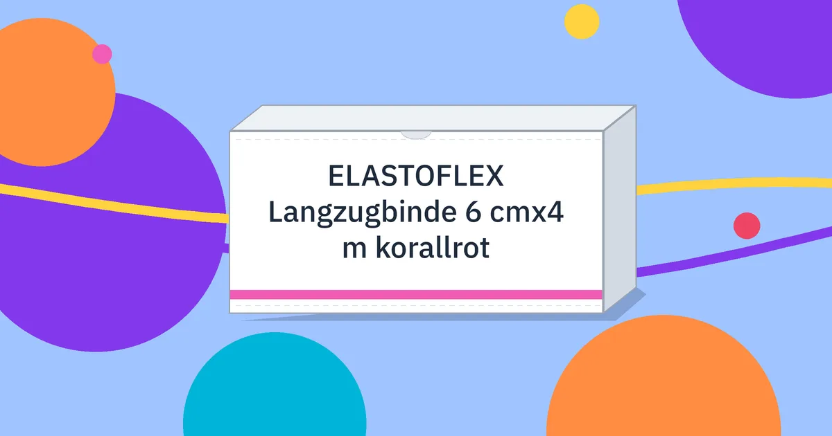 Symbolbild: Packung mit der Aufschrift ELASTOFLEX Langzugbinde 6 cmx4 m korallrot (PZN 17175703) – Verfügbarkeit und Bezug in Apotheken in Frankfurt am Main