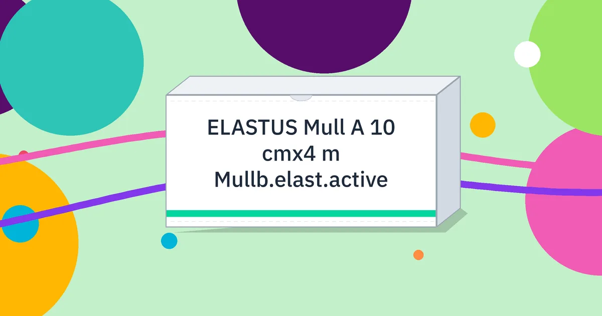 Symbolbild: Packung mit der Aufschrift ELASTUS Mull A 10 cmx4 m Mullb.elast.active (PZN 01312167) – Verfügbarkeit und Bezug in Apotheken in Frankfurt am Main