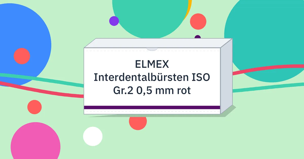 Symbolbild: Packung mit der Aufschrift ELMEX Interdentalbürsten ISO Gr.2 0,5 mm rot (PZN 17149077) – Verfügbarkeit und Bezug in Apotheken in Frankfurt am Main