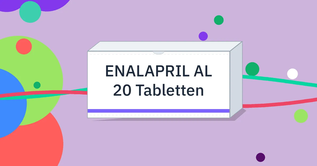 Symbolbild: Packung mit der Aufschrift ENALAPRIL AL 20 Tabletten (PZN 01097757) – Verfügbarkeit und Bezug in Apotheken in Frankfurt am Main