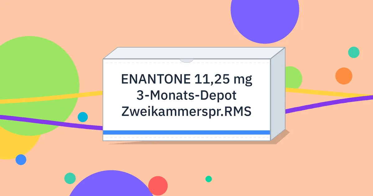 Symbolbild: Packung mit der Aufschrift ENANTONE 11,25 mg 3-Monats-Depot Zweikammerspr.RMS (PZN 10353478) – Verfügbarkeit und Bezug in Apotheken in Frankfurt am Main