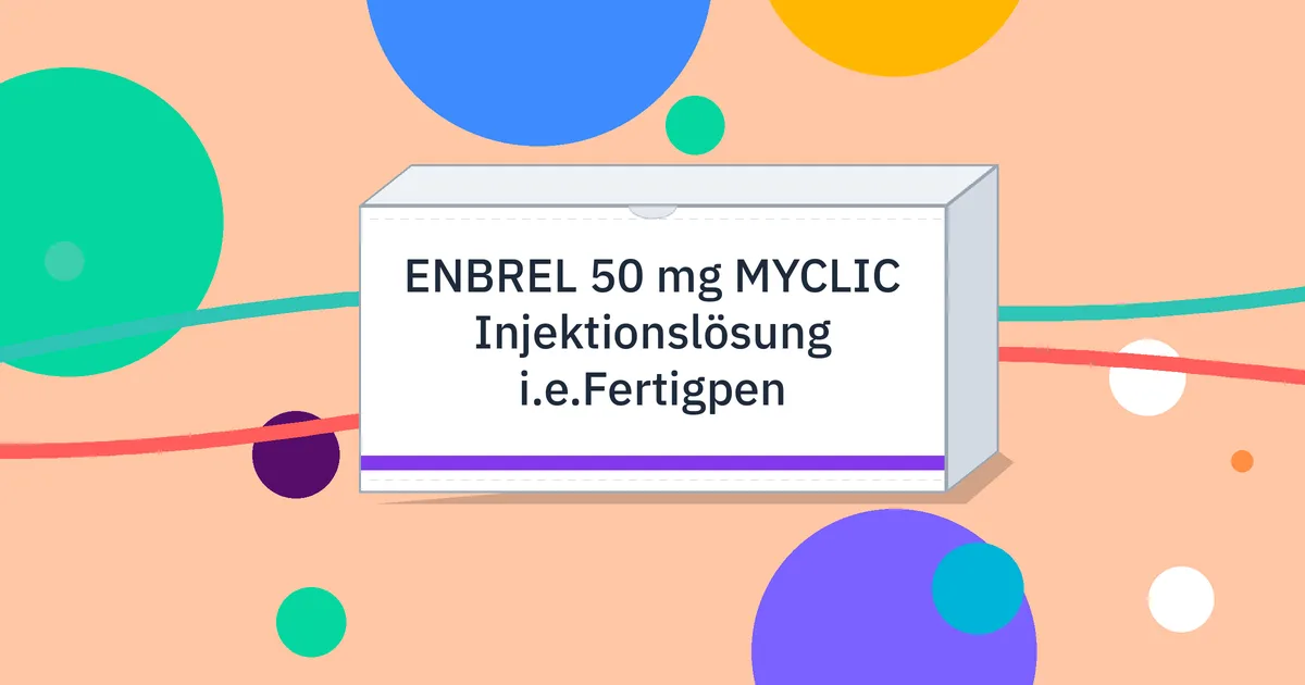 Symbolbild: Packung mit der Aufschrift ENBREL 50 mg MYCLIC Injektionslösung i.e.Fertigpen (PZN 10079623) – Verfügbarkeit und Bezug in Apotheken in Frankfurt am Main