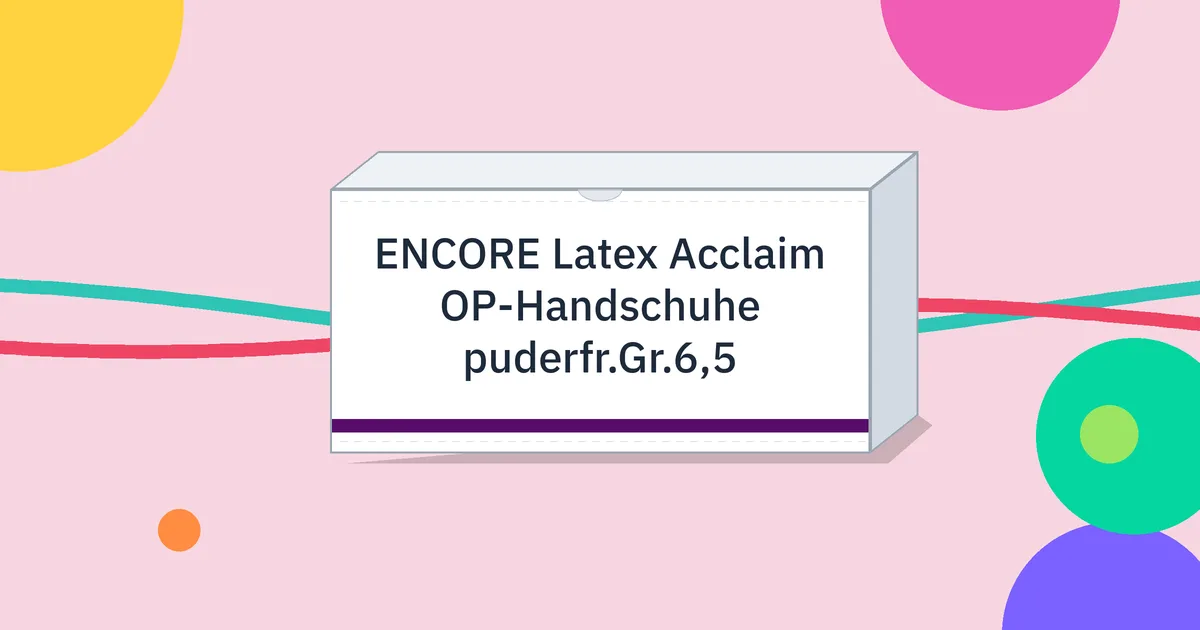 Symbolbild: Packung mit der Aufschrift ENCORE Latex Acclaim OP-Handschuhe puderfr.Gr.6,5 (PZN 13164370) – Verfügbarkeit und Bezug in Apotheken in Frankfurt am Main