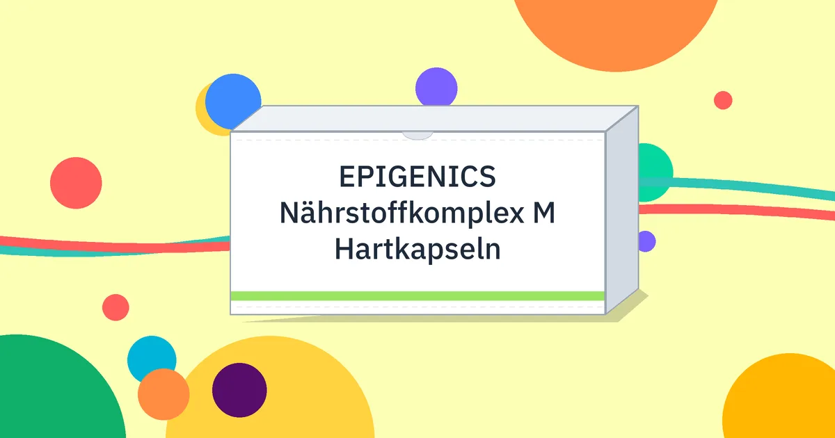 Symbolbild: Packung mit der Aufschrift EPIGENICS Nährstoffkomplex M Hartkapseln (PZN 18747426) – Verfügbarkeit und Bezug in Apotheken in Frankfurt am Main