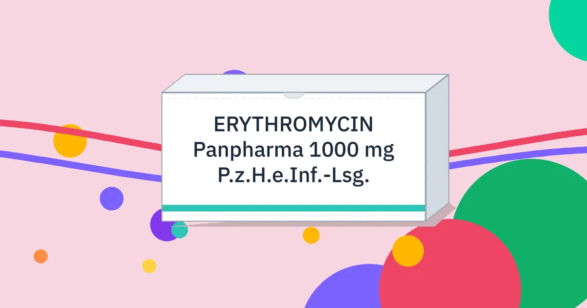 Symbolbild: Packung mit der Aufschrift ERYTHROMYCIN Panpharma 1000 mg P.z.H.e.Inf.-Lsg. (PZN 16199943) – Verfügbarkeit und Bezug in Apotheken in Frankfurt am Main