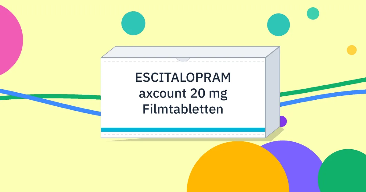 Symbolbild: Packung mit der Aufschrift ESCITALOPRAM axcount 20 mg Filmtabletten (PZN 19237911) – Verfügbarkeit und Bezug in Apotheken in Frankfurt am Main