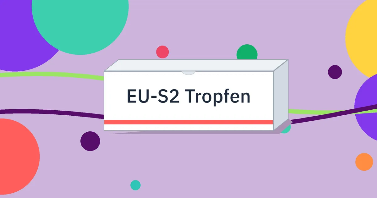 Symbolbild: Packung mit der Aufschrift EU-S2 Tropfen (PZN 11563717) – Verfügbarkeit und Bezug in Apotheken in Frankfurt am Main