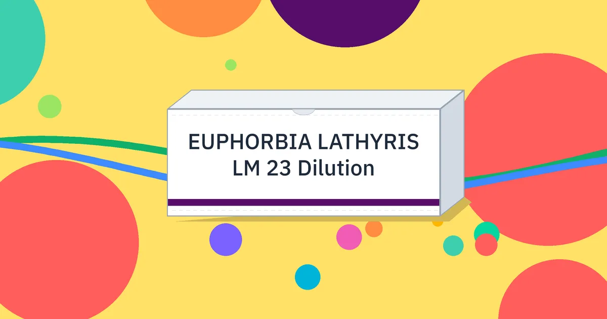 Symbolbild: Packung mit der Aufschrift EUPHORBIA LATHYRIS LM 23 Dilution (PZN 13482414) – Verfügbarkeit und Bezug in Apotheken in Frankfurt am Main
