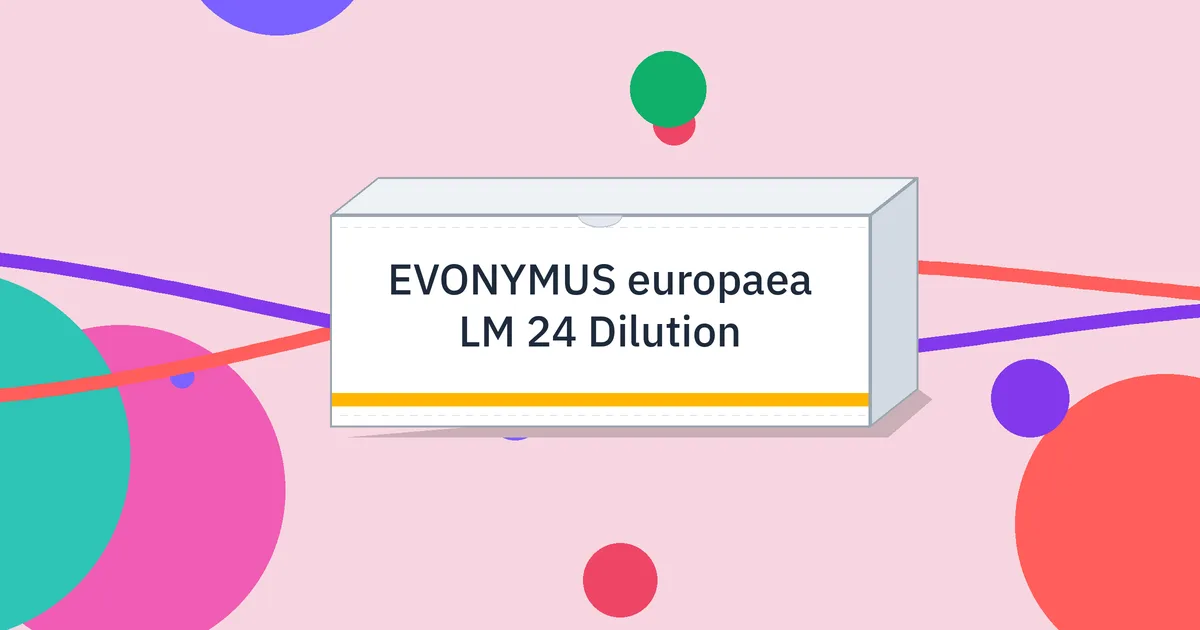 Symbolbild: Packung mit der Aufschrift EVONYMUS europaea LM 24 Dilution (PZN 13484778) – Verfügbarkeit und Bezug in Apotheken in Frankfurt am Main