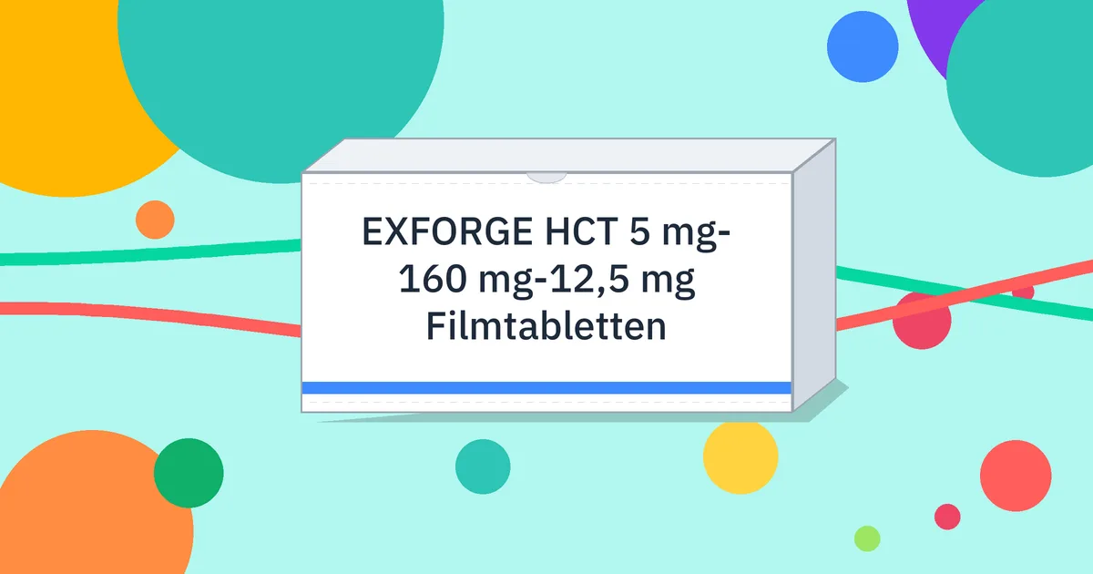 Symbolbild: Packung mit der Aufschrift EXFORGE HCT 5 mg-160 mg-12,5 mg Filmtabletten (PZN 13333832) – Verfügbarkeit und Bezug in Apotheken in Frankfurt am Main