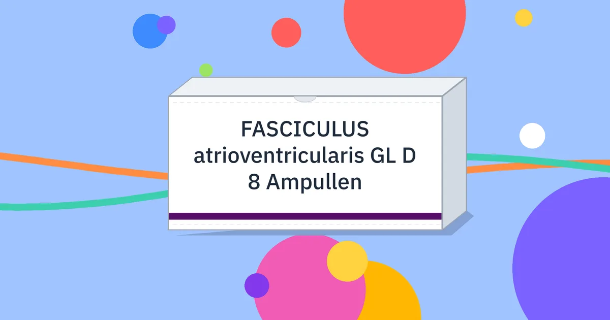 Symbolbild: Packung mit der Aufschrift FASCICULUS atrioventricularis GL D 8 Ampullen (PZN 03357576) – Verfügbarkeit und Bezug in Apotheken in Frankfurt am Main