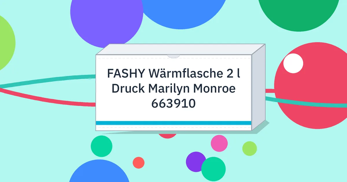 Symbolbild: Packung mit der Aufschrift FASHY Wärmflasche 2 l Druck Marilyn Monroe 663910 (PZN 13157140) – Verfügbarkeit und Bezug in Apotheken in Frankfurt am Main