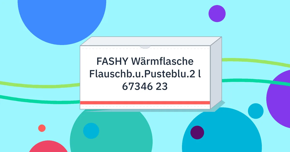Symbolbild: Packung mit der Aufschrift FASHY Wärmflasche Flauschb.u.Pusteblu.2 l 67346 23 (PZN 16579396) – Verfügbarkeit und Bezug in Apotheken in Frankfurt am Main