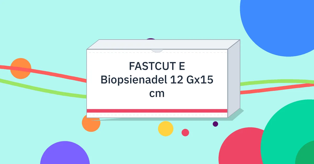 Symbolbild: Packung mit der Aufschrift FASTCUT E Biopsienadel 12 Gx15 cm (PZN 16922339) – Verfügbarkeit und Bezug in Apotheken in Frankfurt am Main