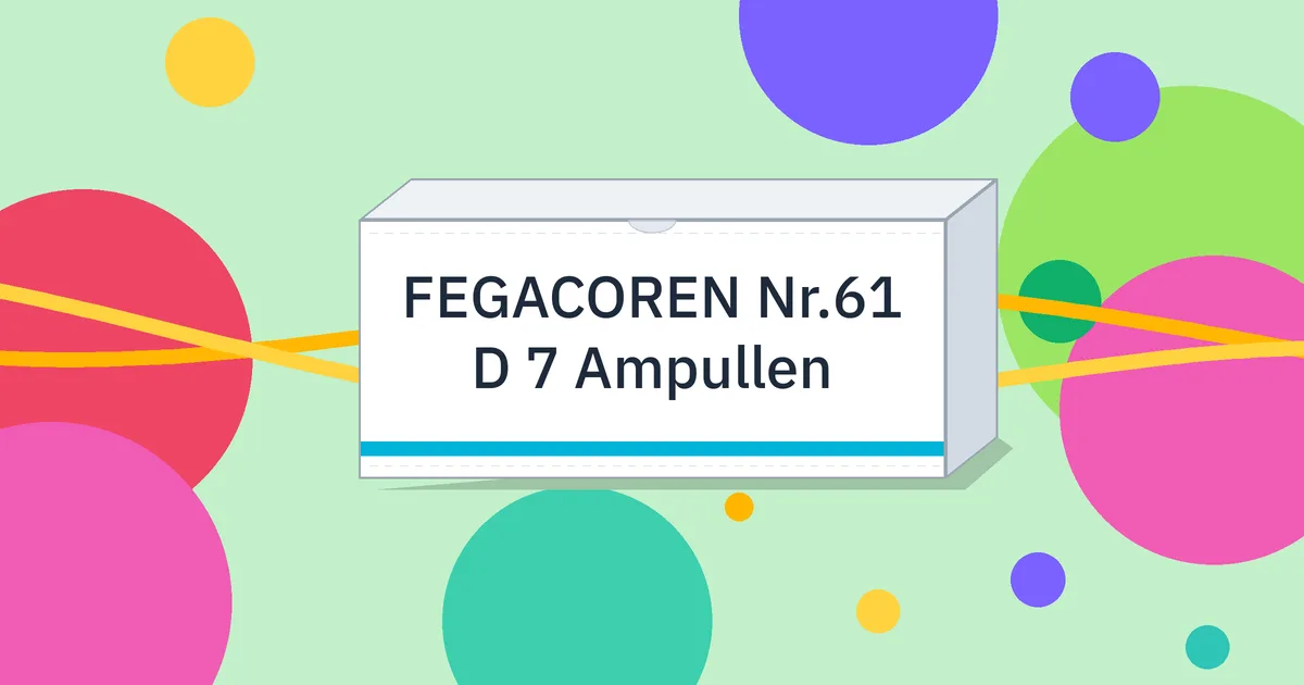 Symbolbild: Packung mit der Aufschrift FEGACOREN Nr.61 D 7 Ampullen (PZN 06487090) – Verfügbarkeit und Bezug in Apotheken in Frankfurt am Main