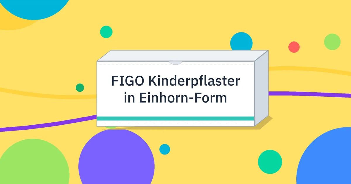 Symbolbild: Packung mit der Aufschrift FIGO Kinderpflaster in Einhorn-Form (PZN 19435551) – Verfügbarkeit und Bezug in Apotheken in Frankfurt am Main