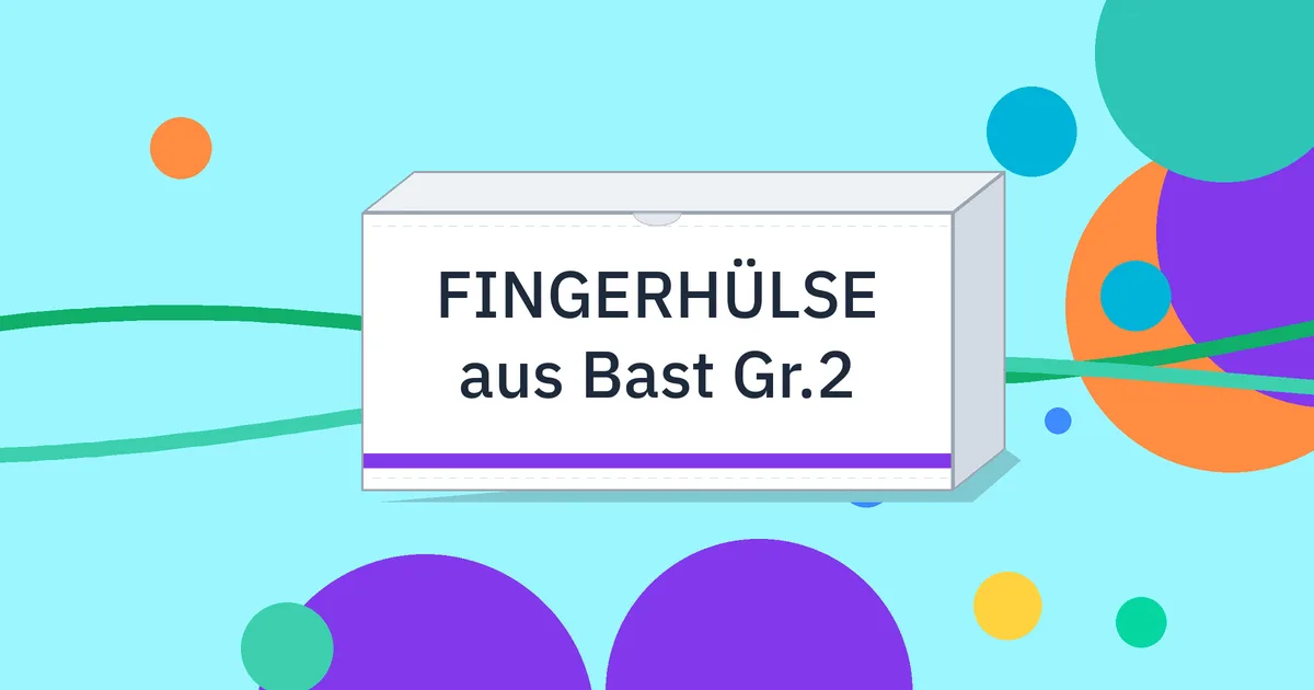 Symbolbild: Packung mit der Aufschrift FINGERHÜLSE aus Bast Gr.2 (PZN 07018109) – Verfügbarkeit und Bezug in Apotheken in Frankfurt am Main
