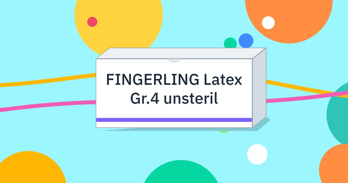 Symbolbild: Packung mit der Aufschrift FINGERLING Latex Gr.4 unsteril (PZN 11154485) – Verfügbarkeit und Bezug in Apotheken in Frankfurt am Main
