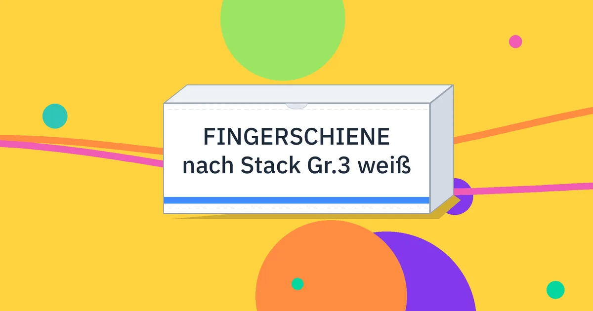 Symbolbild: Packung mit der Aufschrift FINGERSCHIENE nach Stack Gr.3 weiß (PZN 07012644) – Verfügbarkeit und Bezug in Apotheken in Frankfurt am Main