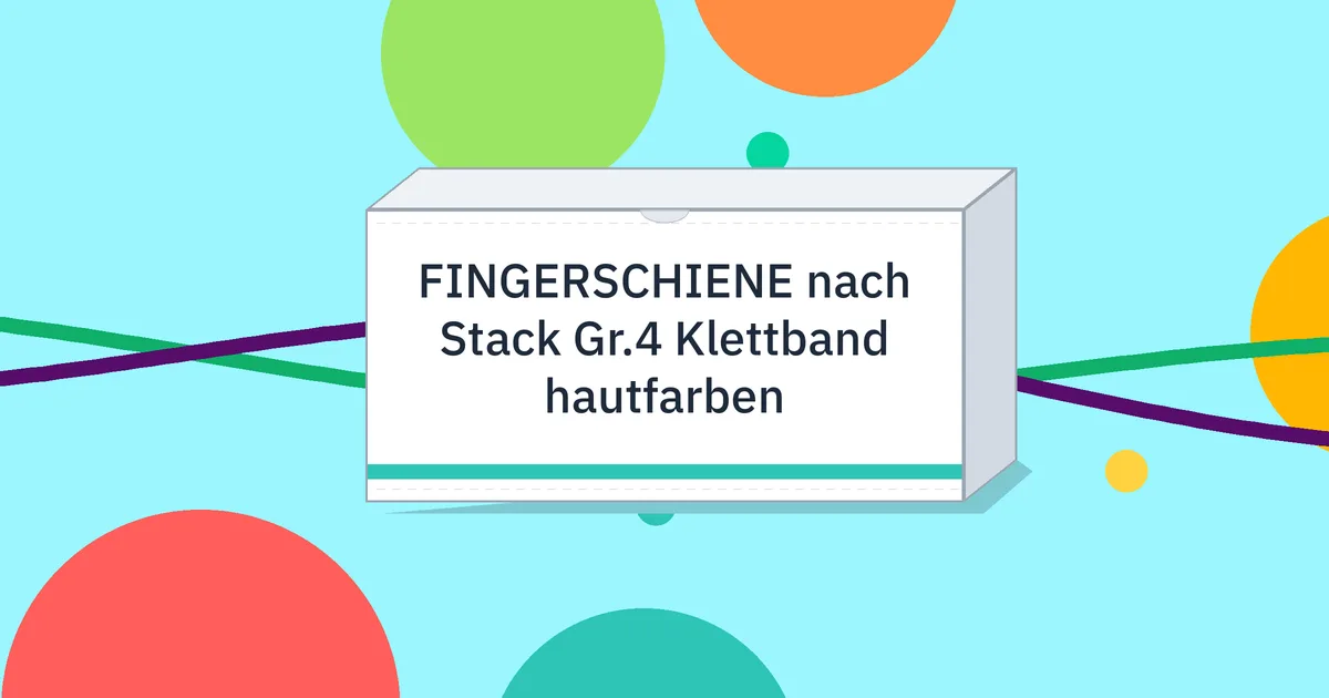 Symbolbild: Packung mit der Aufschrift FINGERSCHIENE nach Stack Gr.4 Klettband hautfarben (PZN 10213926) – Verfügbarkeit und Bezug in Apotheken in Frankfurt am Main