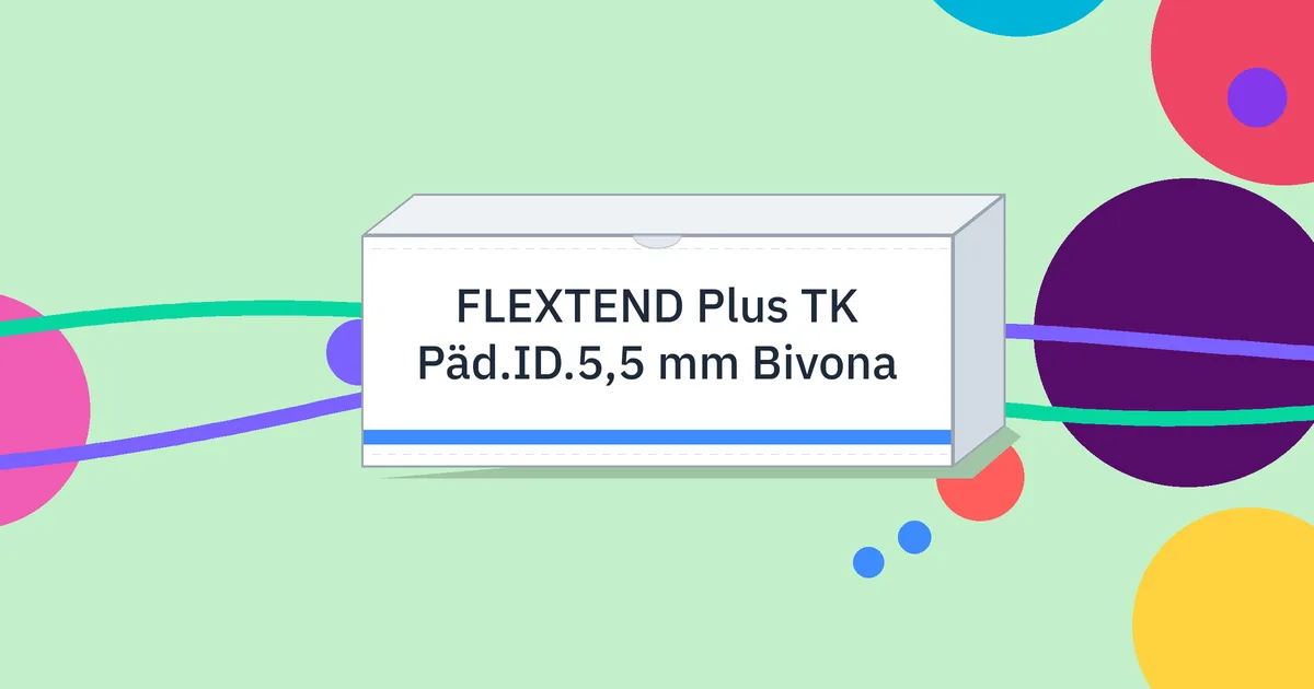 Symbolbild: Packung mit der Aufschrift FLEXTEND Plus TK Päd.ID.5,5 mm Bivona (PZN 02249502) – Verfügbarkeit und Bezug in Apotheken in Frankfurt am Main
