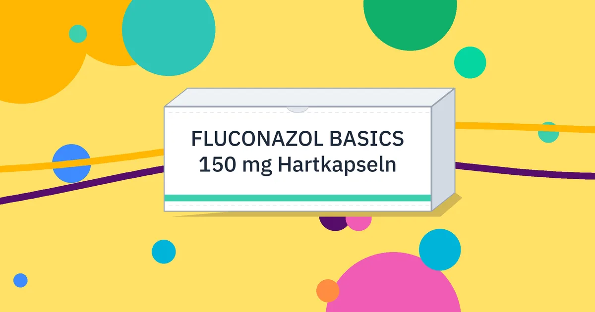 Symbolbild: Packung mit der Aufschrift FLUCONAZOL BASICS 150 mg Hartkapseln (PZN 04311843) – Verfügbarkeit und Bezug in Apotheken in Frankfurt am Main