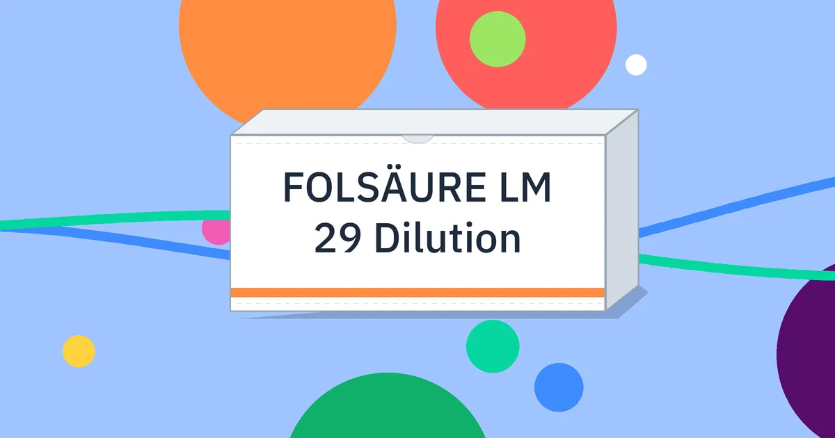 Symbolbild: Packung mit der Aufschrift FOLSÄURE LM 29 Dilution (PZN 12873331) – Verfügbarkeit und Bezug in Apotheken in Frankfurt am Main