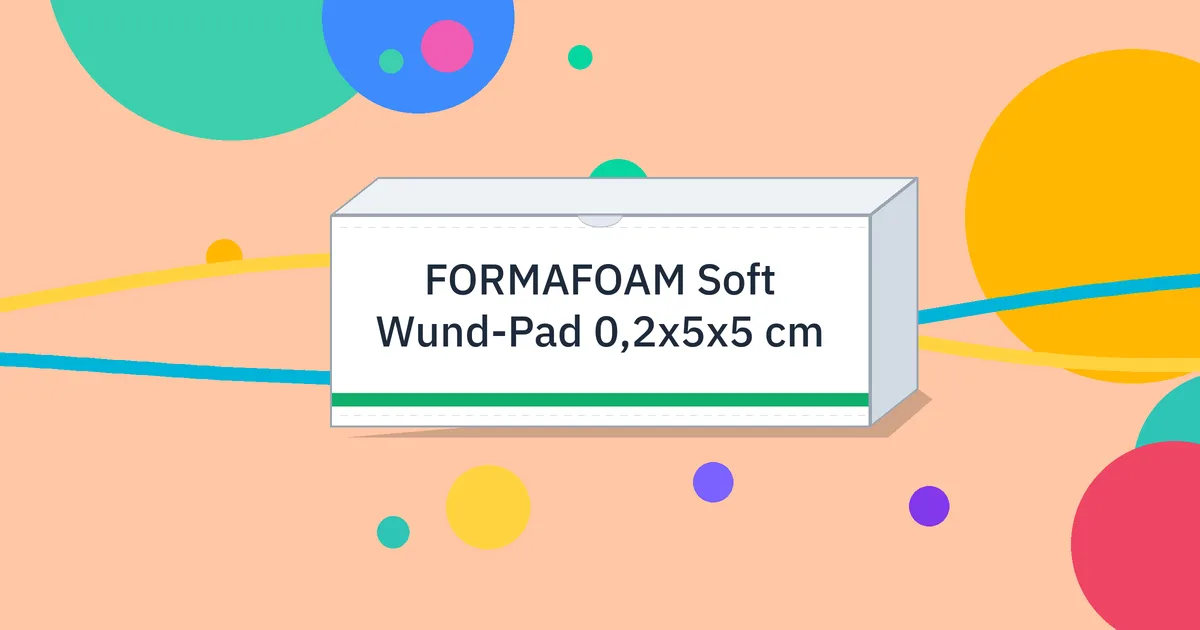 Symbolbild: Packung mit der Aufschrift FORMAFOAM Soft Wund-Pad 0,2x5x5 cm (PZN 11084135) – Verfügbarkeit und Bezug in Apotheken in Frankfurt am Main