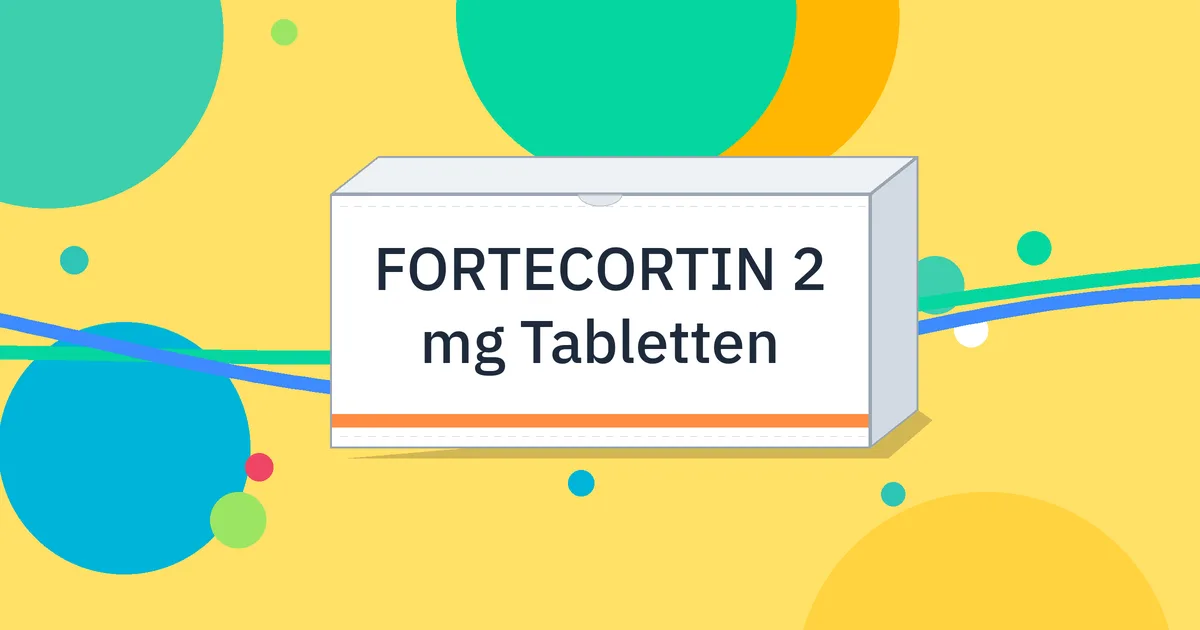 Symbolbild: Packung mit der Aufschrift FORTECORTIN 2 mg Tabletten (PZN 02452841) – Verfügbarkeit und Bezug in Apotheken in Frankfurt am Main