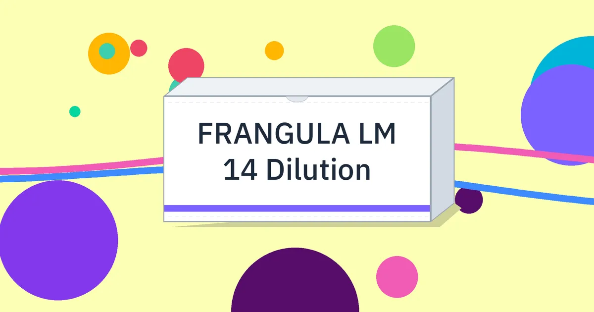 Symbolbild: Packung mit der Aufschrift FRANGULA LM 14 Dilution (PZN 12874419) – Verfügbarkeit und Bezug in Apotheken in Frankfurt am Main