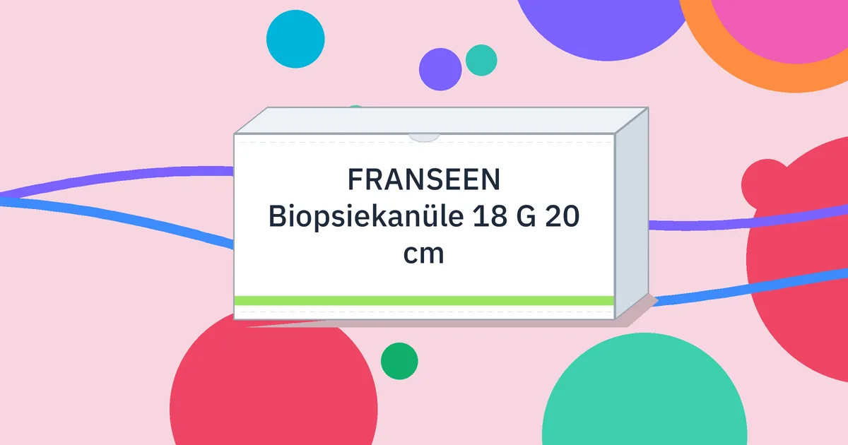 Symbolbild: Packung mit der Aufschrift FRANSEEN Biopsiekanüle 18 G 20 cm (PZN 04504683) – Verfügbarkeit und Bezug in Apotheken in Frankfurt am Main