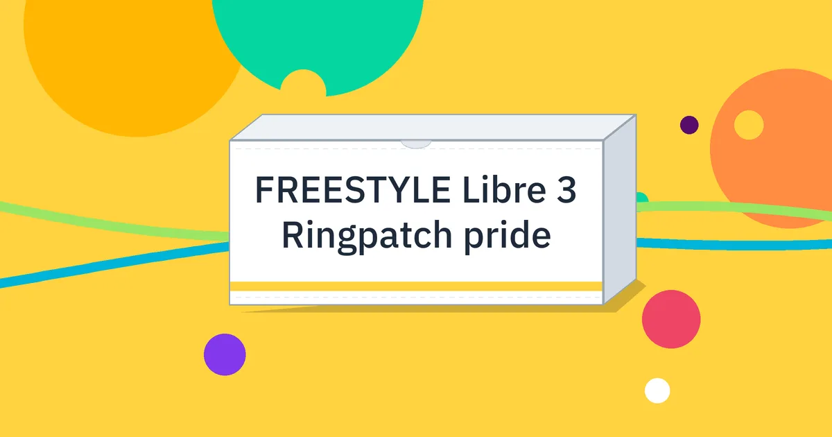 Symbolbild: Packung mit der Aufschrift FREESTYLE Libre 3 Ringpatch pride (PZN 19866788) – Verfügbarkeit und Bezug in Apotheken in Frankfurt am Main