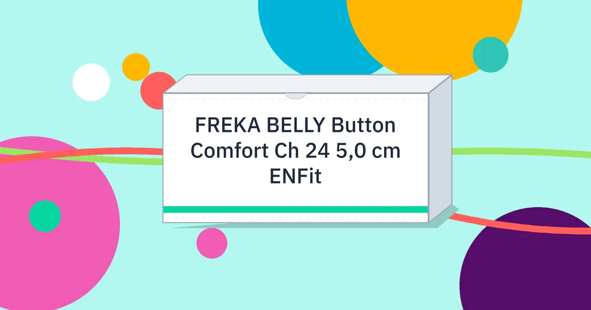 Symbolbild: Packung mit der Aufschrift FREKA BELLY Button Comfort Ch 24 5,0 cm ENFit (PZN 11487117) – Verfügbarkeit und Bezug in Apotheken in Frankfurt am Main