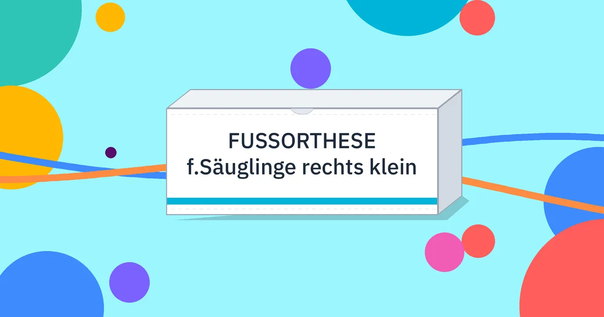 Symbolbild: Packung mit der Aufschrift FUSSORTHESE f.Säuglinge rechts klein (PZN 02641571) – Verfügbarkeit und Bezug in Apotheken in Frankfurt am Main