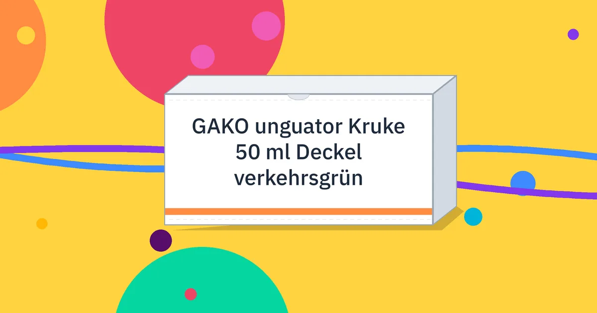 Symbolbild: Packung mit der Aufschrift GAKO unguator Kruke 50 ml Deckel verkehrsgrün (PZN 11603204) – Verfügbarkeit und Bezug in Apotheken in Frankfurt am Main