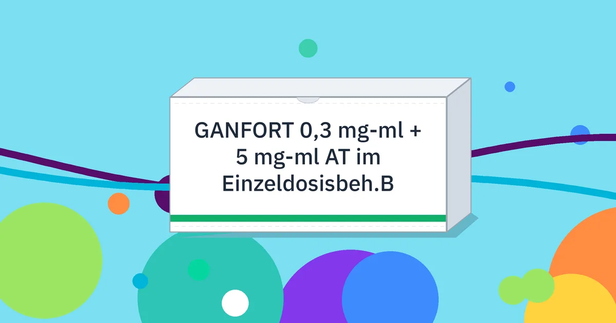 Symbolbild: Packung mit der Aufschrift GANFORT 0,3 mg-ml + 5 mg-ml AT im Einzeldosisbeh.B (PZN 11288010) – Verfügbarkeit und Bezug in Apotheken in Frankfurt am Main