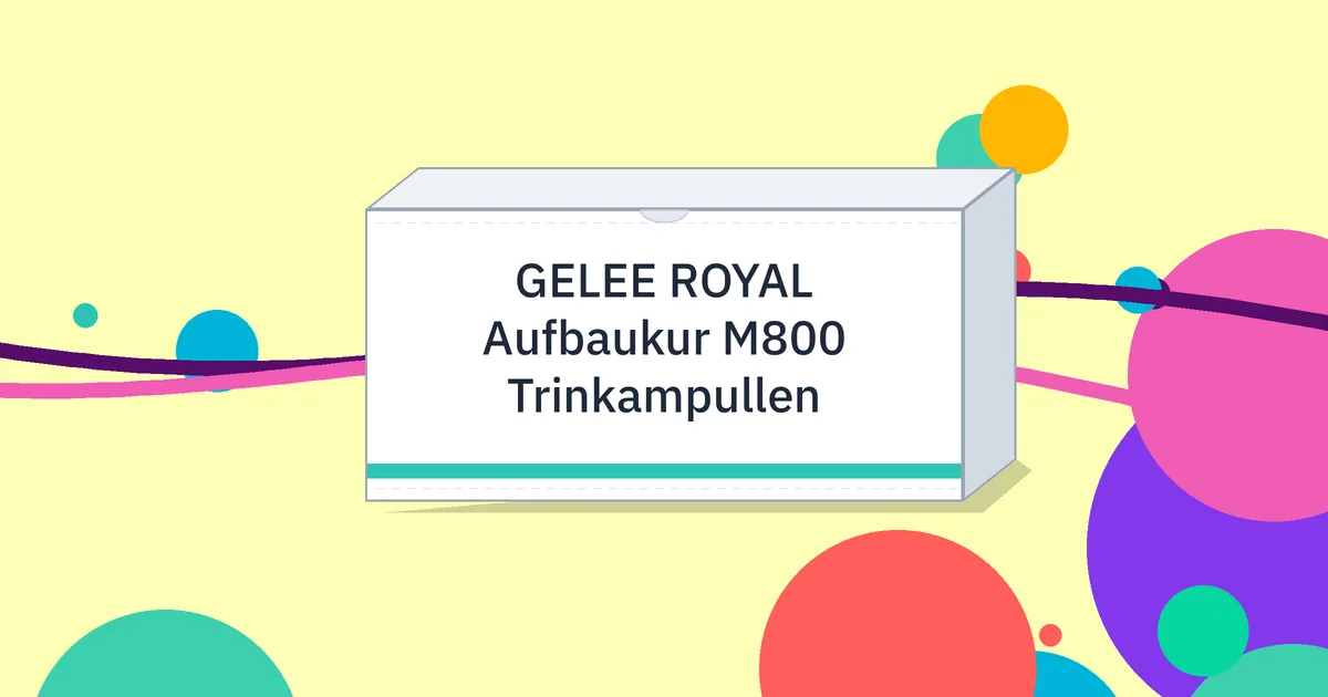 Symbolbild: Packung mit der Aufschrift GELEE ROYAL Aufbaukur M800 Trinkampullen (PZN 00014812) – Verfügbarkeit und Bezug in Apotheken in Frankfurt am Main