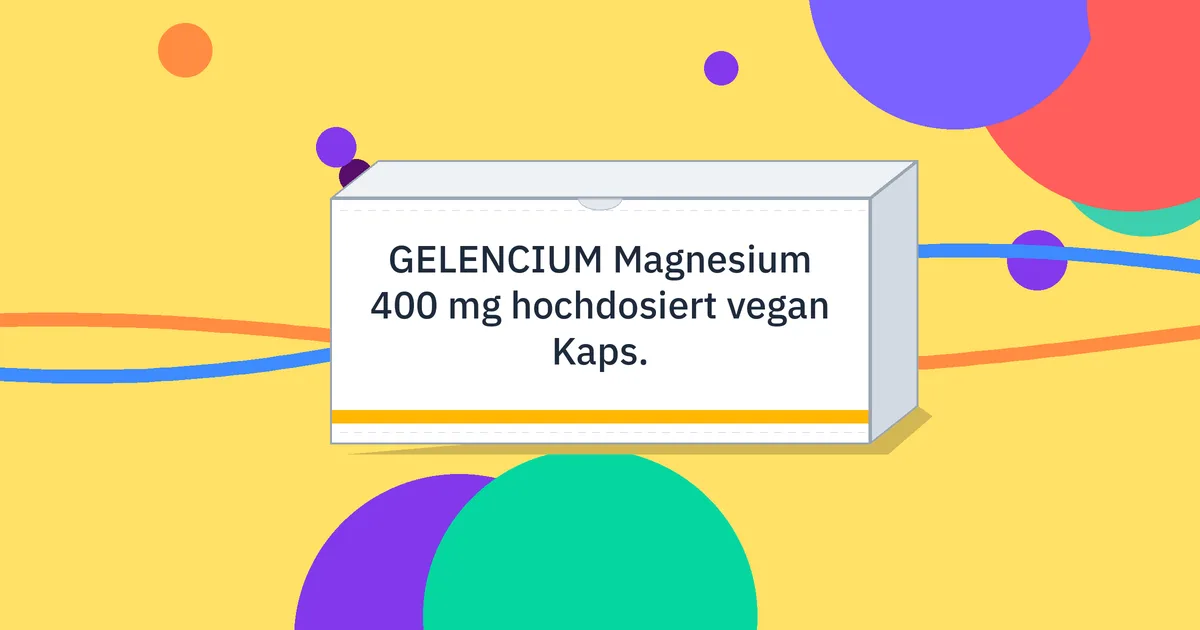 Symbolbild: Packung mit der Aufschrift GELENCIUM Magnesium 400 mg hochdosiert vegan Kaps. (PZN 19630850) – Verfügbarkeit und Bezug in Apotheken in Frankfurt am Main