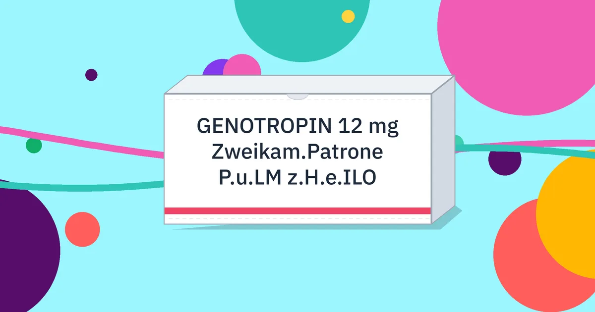 Symbolbild: Packung mit der Aufschrift GENOTROPIN 12 mg Zweikam.Patrone P.u.LM z.H.e.ILO (PZN 03064779) – Verfügbarkeit und Bezug in Apotheken in Frankfurt am Main