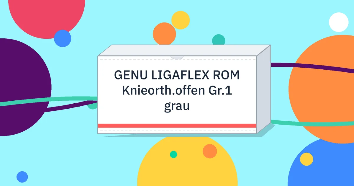 Symbolbild: Packung mit der Aufschrift GENU LIGAFLEX ROM Knieorth.offen Gr.1 grau (PZN 13157329) – Verfügbarkeit und Bezug in Apotheken in Frankfurt am Main