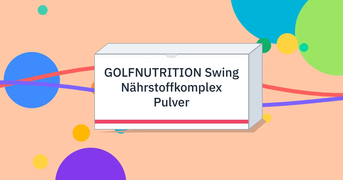 Symbolbild: Packung mit der Aufschrift GOLFNUTRITION Swing Nährstoffkomplex Pulver (PZN 15869206) – Verfügbarkeit und Bezug in Apotheken in Frankfurt am Main